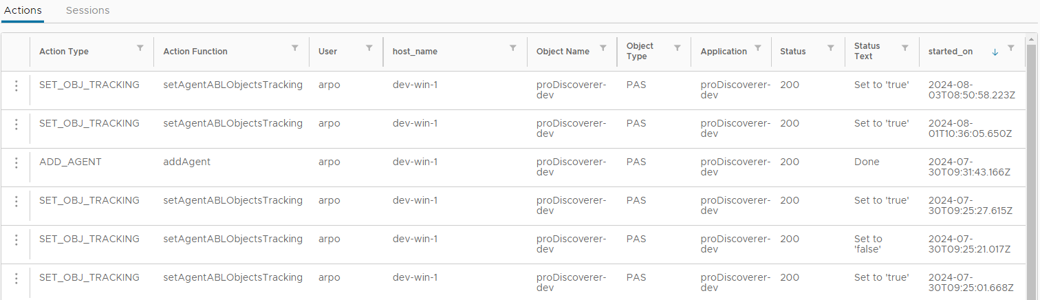 View ProDiscoverer Actions - ProDiscoverer tools documentation