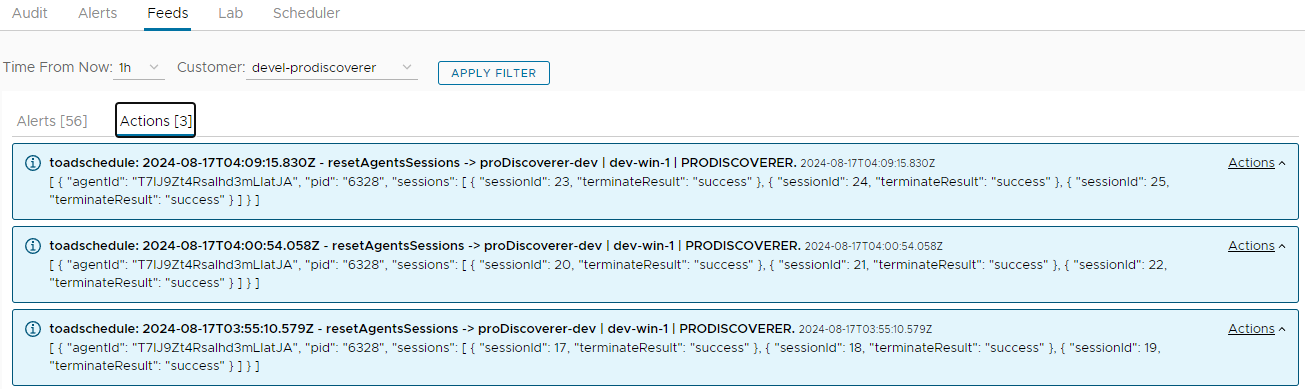 View Actions Feeds - ProDiscoverer tools documentation