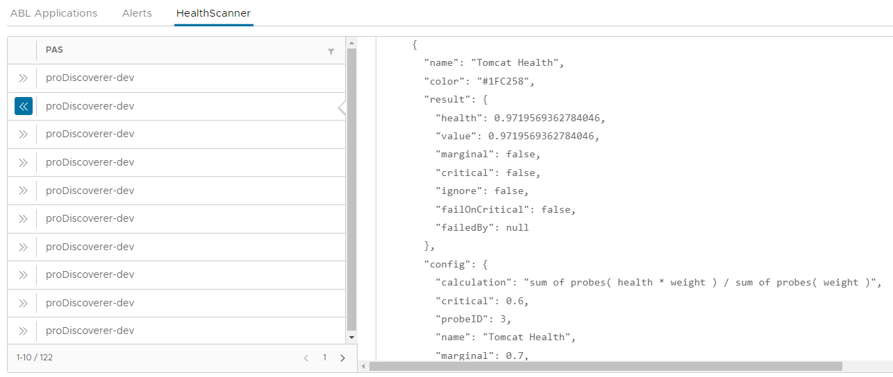 View HealthScanner probes details - ProDiscoverer tools documentation